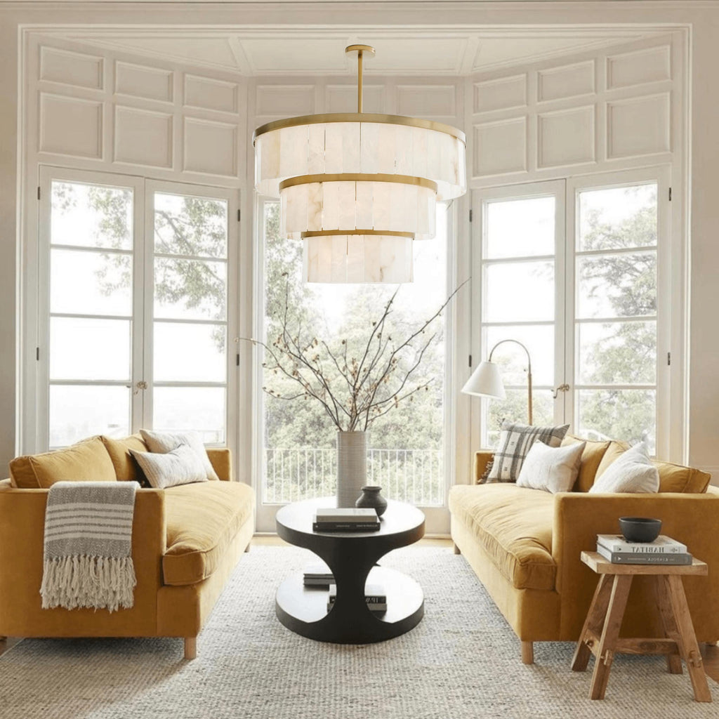 Windham Alabaster 3 Tier Chandelier – Deniselamp